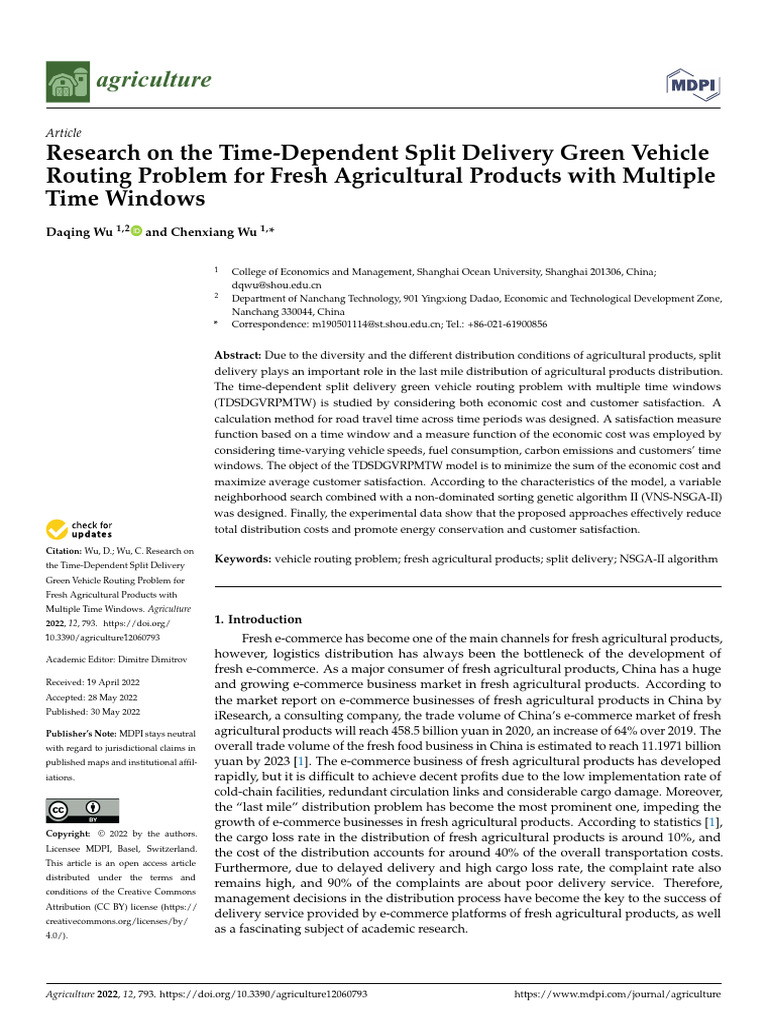 Research On The Time-Dependent Split Delivery Green Vehicle | PDF | Mathematical Optimization ...