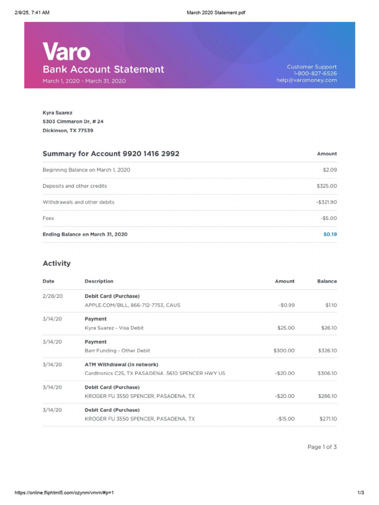 Varo Bank Template-1-3-1-3 | PDF