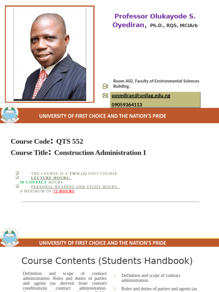 Lecture 1 on Contract Administration 1 | PDF | Risk