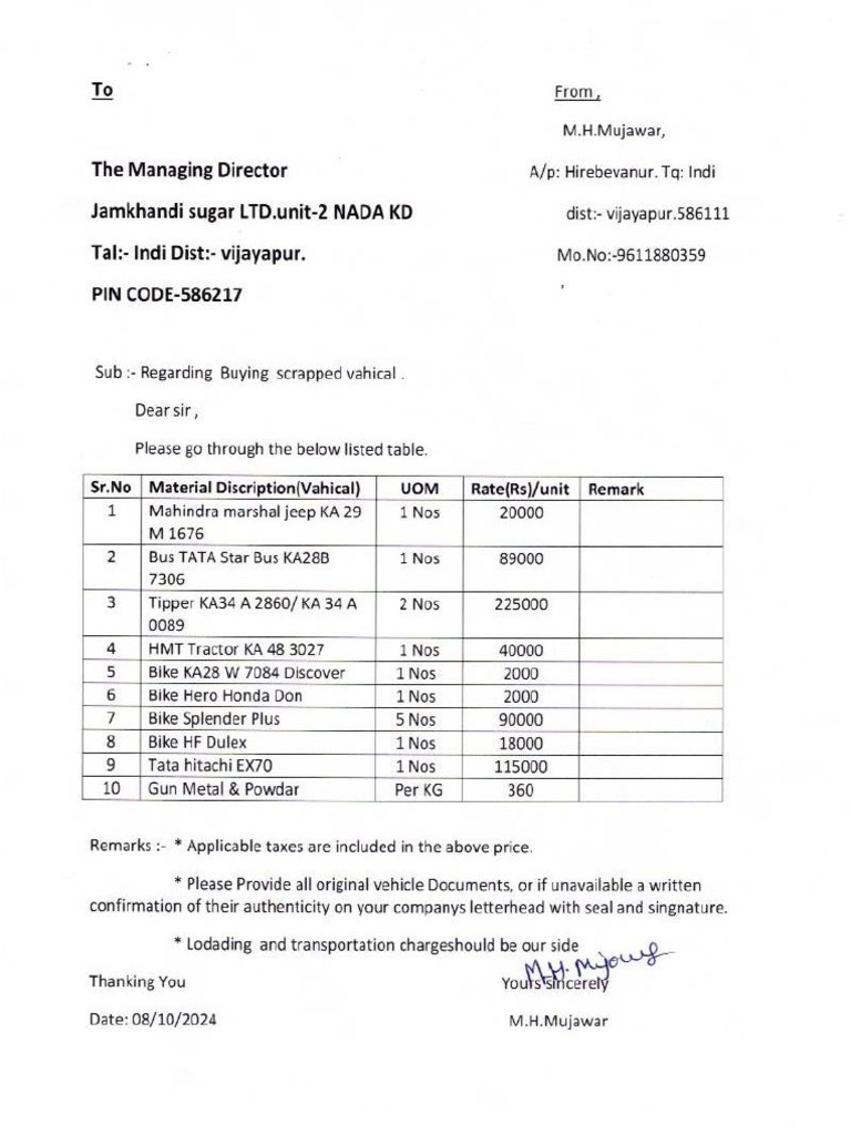 Scrap Bidding sample | PDF