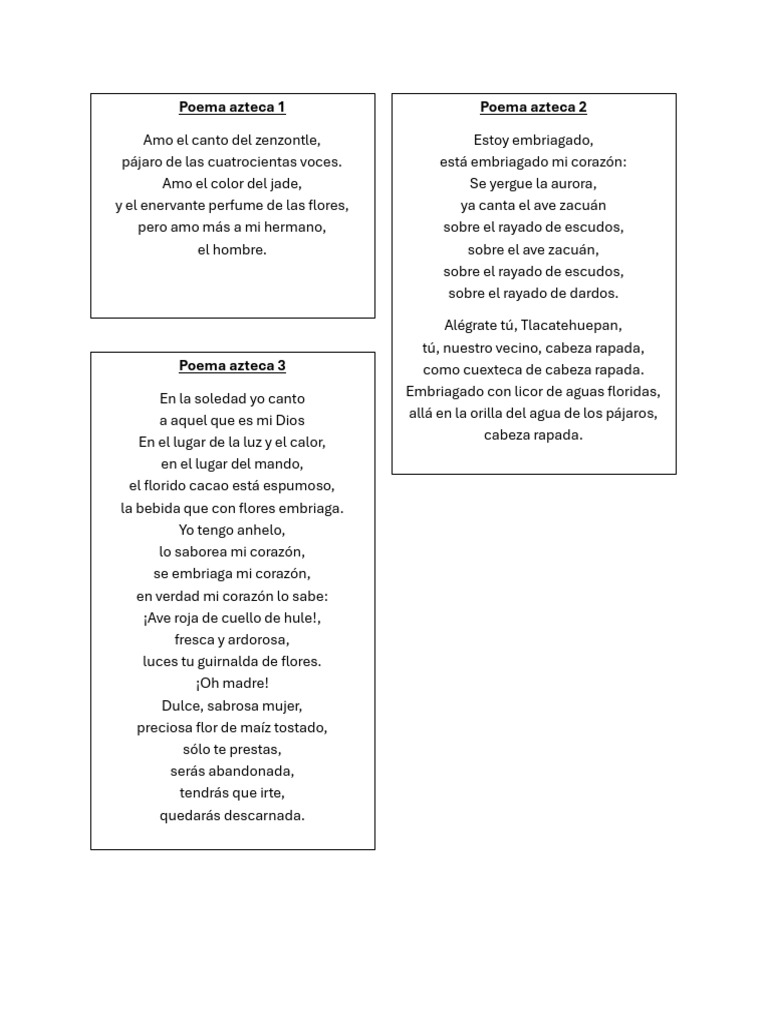Poemas de amor aztecas y mayas | PDF