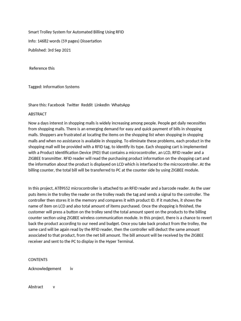 Smart Trolley System For Automated Billing Using RFID | PDF | Rectifier ...