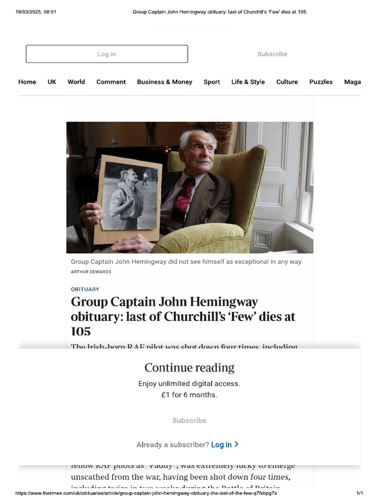 Group Captain John Hemingway Obituary | PDF