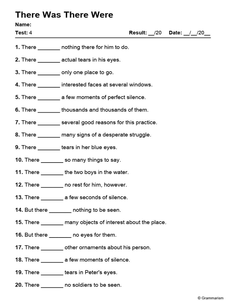 Grammarism There Was There Were Test 4 1641720 | PDF
