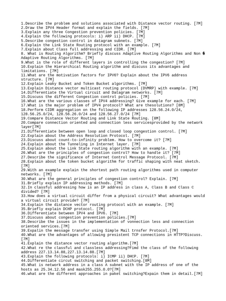 Unit-4cn Previous Questions | PDF | Internet Protocols | I Pv6