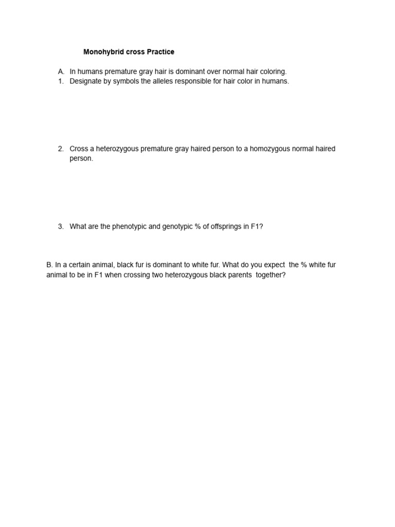 Monohybrid Cross Grade 12 | PDF