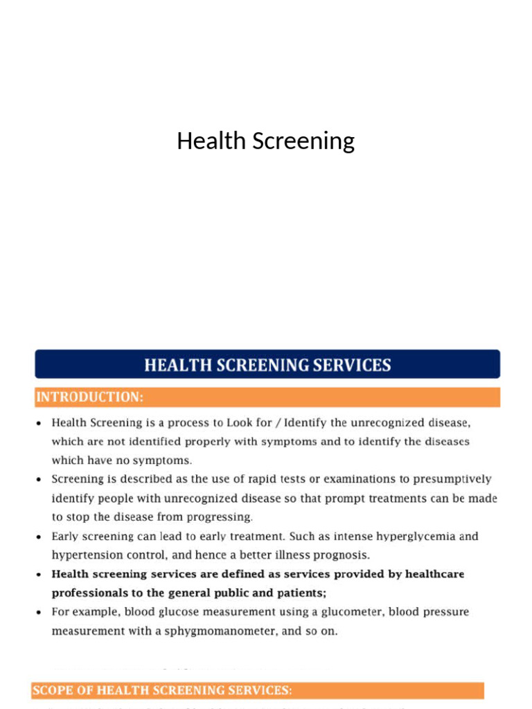 Health Screening | PDF
