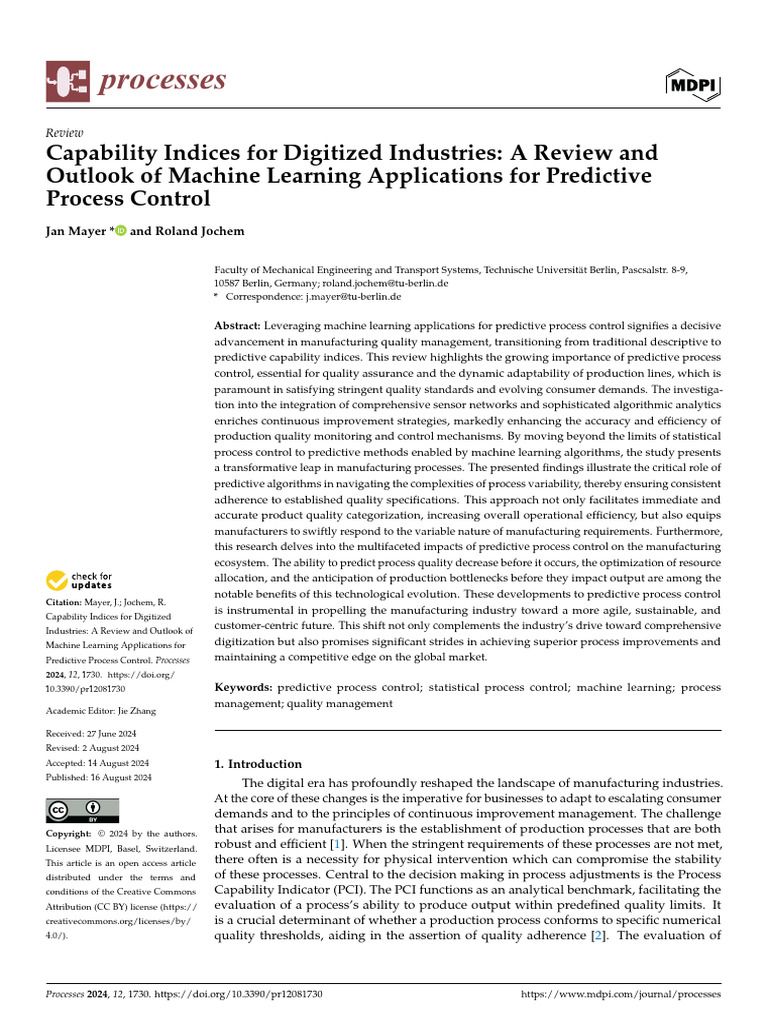 Capability Indices For Digitized Industries A Review and Outlook of ...