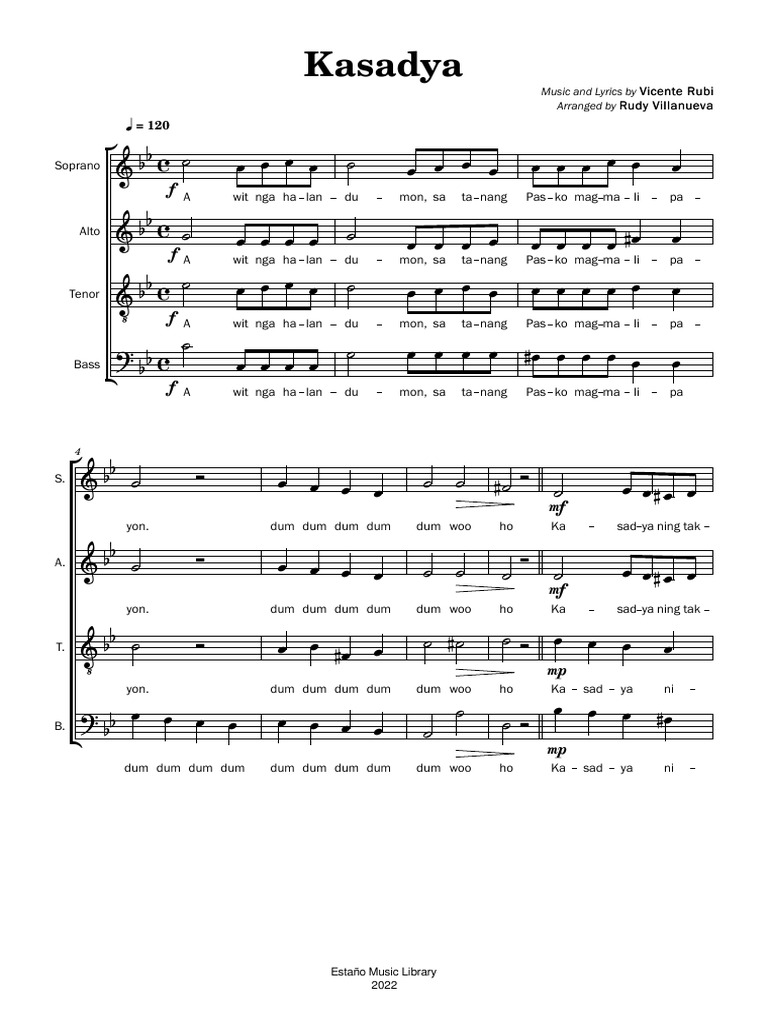 KASADYA (Arr RV) (Transcribed by RME) | PDF