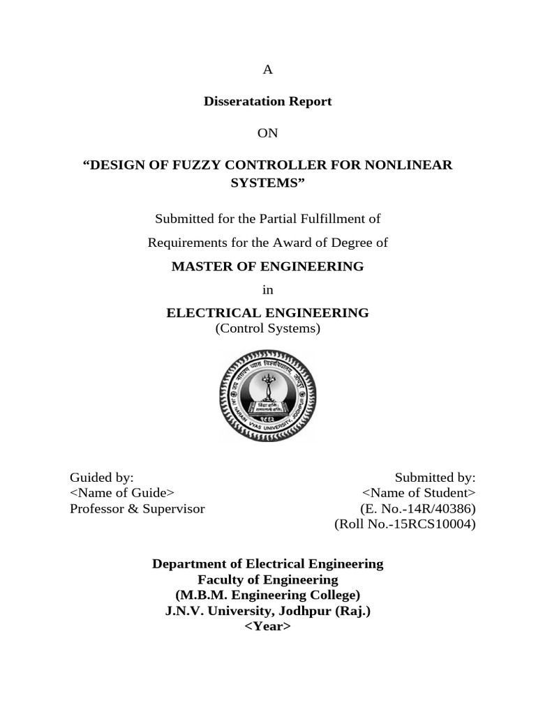 Title Page of ME Dissertation | PDF