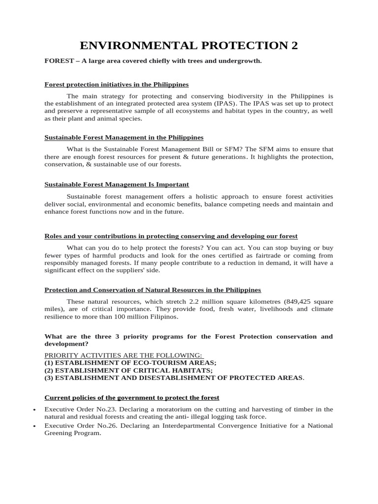 Forest Protection Initiatives in the Philippines | PDF | Forest ...