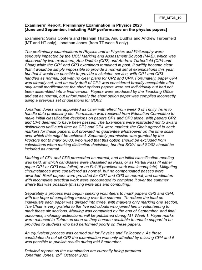 Prelims Physics 2023 Report | PDF | Momentum | Velocity