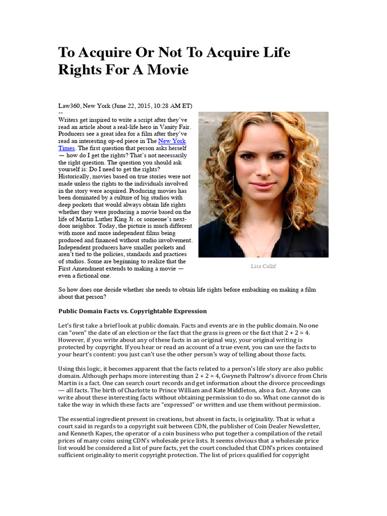 To Acquire or Not To Acquire Life Rights For A Movie | PDF