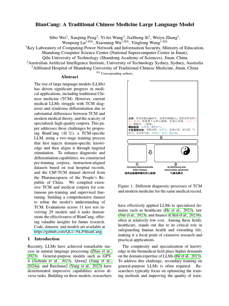 Biancang: A Traditional Chinese Medicine Large Language Model | PDF | Traditional Chinese ...
