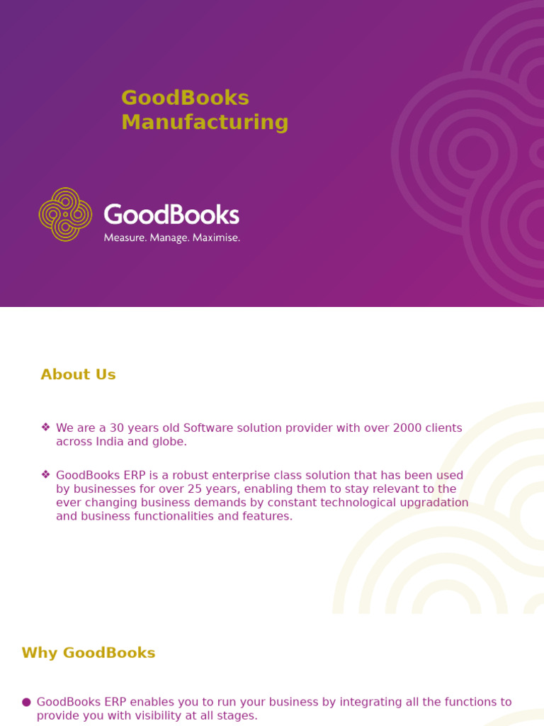 GoodBooks ERP for Manufacturing Solutions | PDF | Enterprise Resource ...