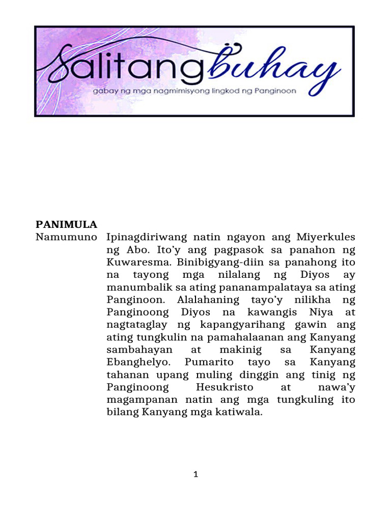 Miyerkules NG Abo 2024 | PDF