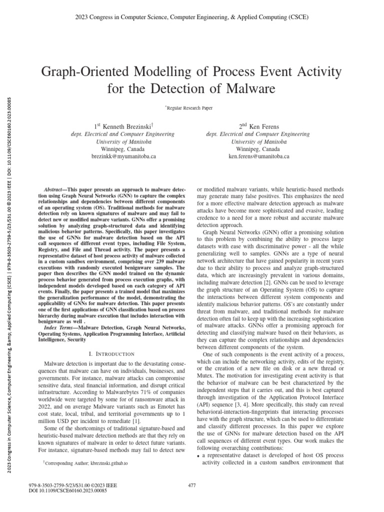 Graph-Oriented Modelling of Process Event Activity For The Detection of Malware | PDF | Malware ...