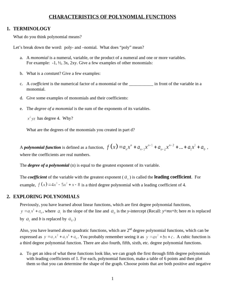 Characteristicspolynomialfunctions Task 8 1 | PDF | Polynomial | Zero ...