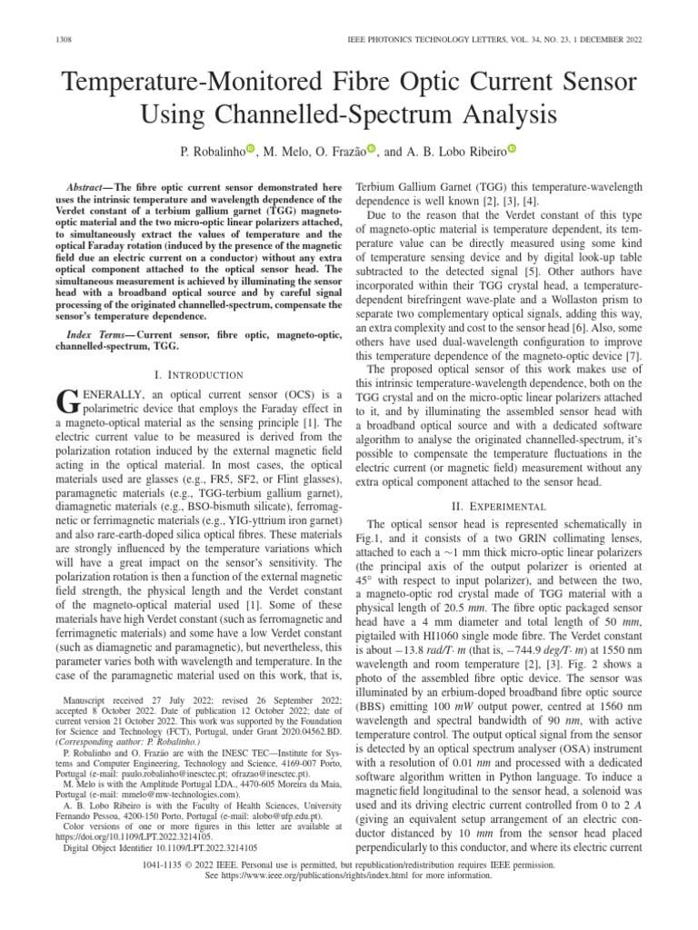 Temperature-Monitored Fiber Optic Sensor | PDF | Optics | Interferometry
