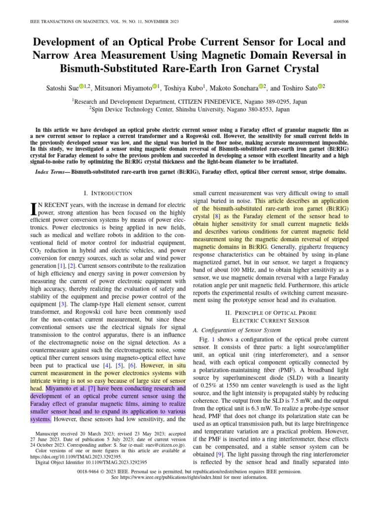 Optical Probe Current Sensor Development | PDF | Polarization (Waves ...