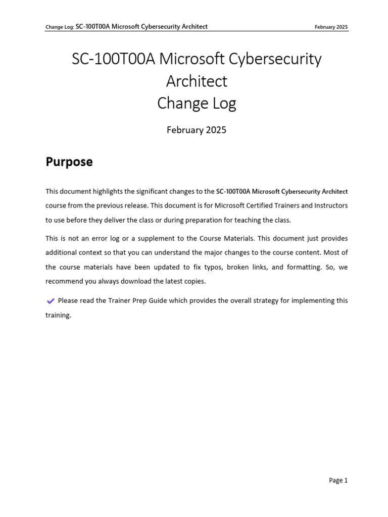 SC-100T00A-ENU-Change_Log | PDF | Computer Security | Security
