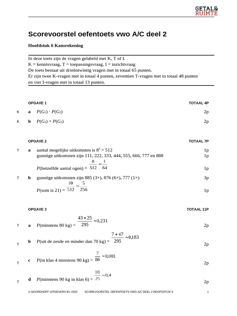 Oefentoets h6 Scorevoorstel | PDF