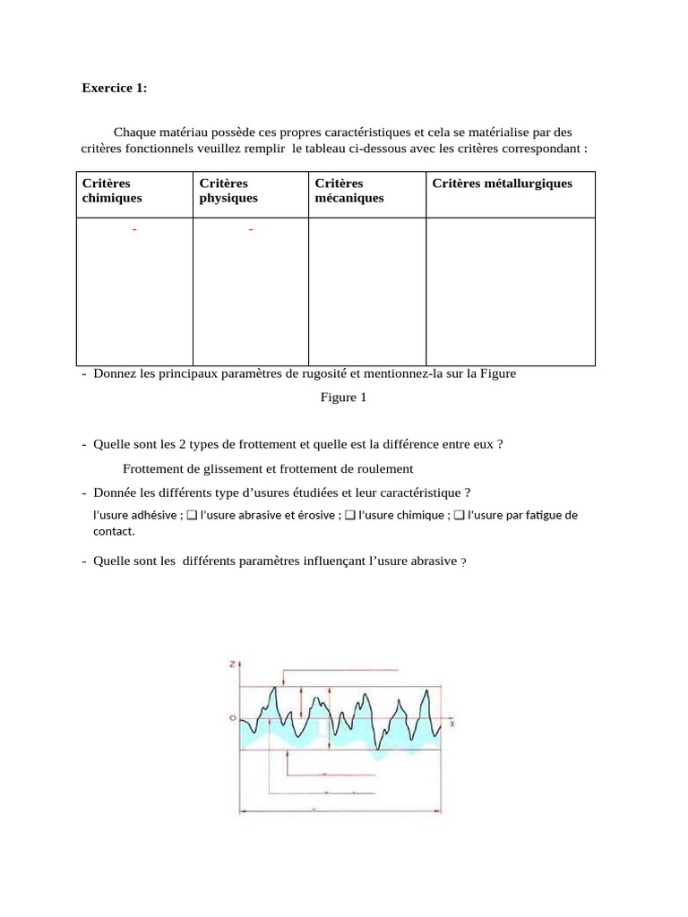 Exercice 1:: L'usure Adhésive L'usure Abrasive Et Érosive L'usure ...