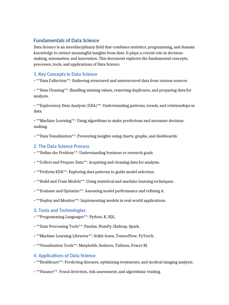 Fundamentals of Data Science | PDF