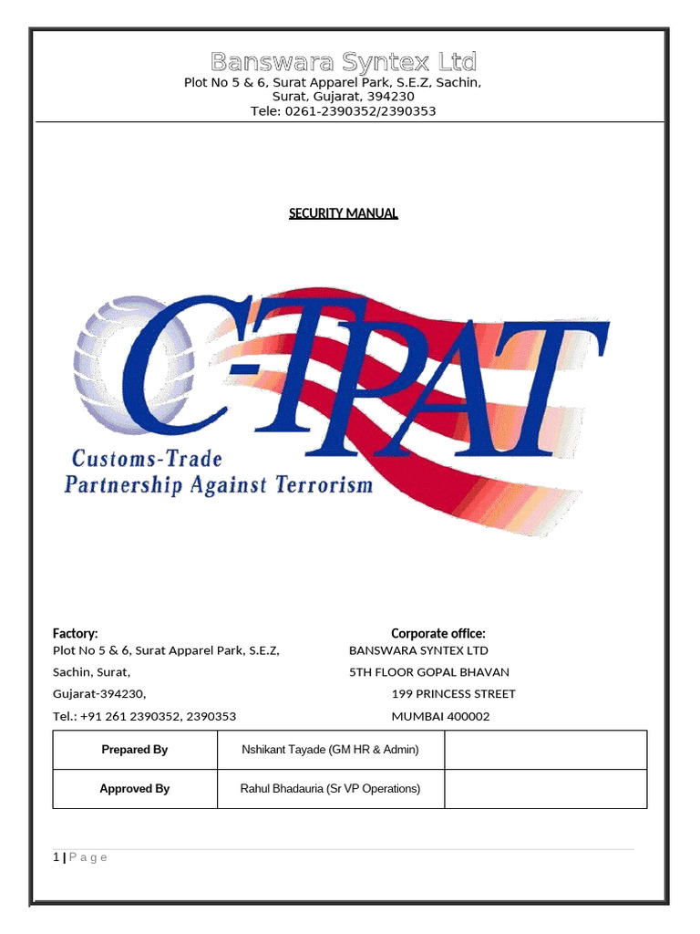 Ctpat Manual Final | PDF | Security Guard | Textiles
