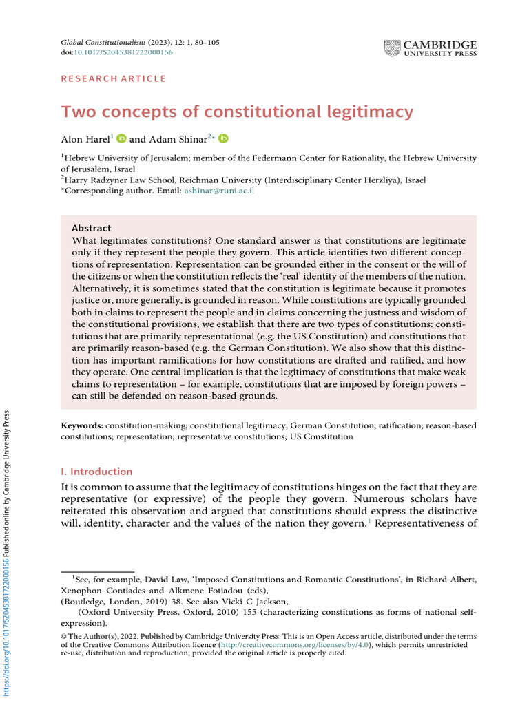 Two Concepts of Constitutional Legitimacy | PDF | Legitimacy (Political) | Constitution