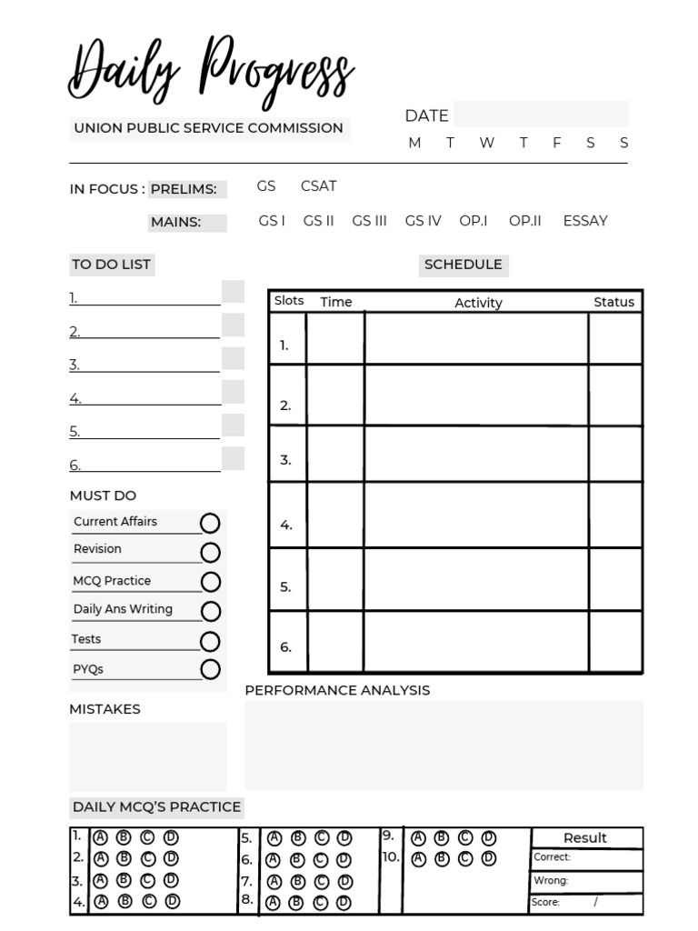 UPSC Daily Planner | PDF