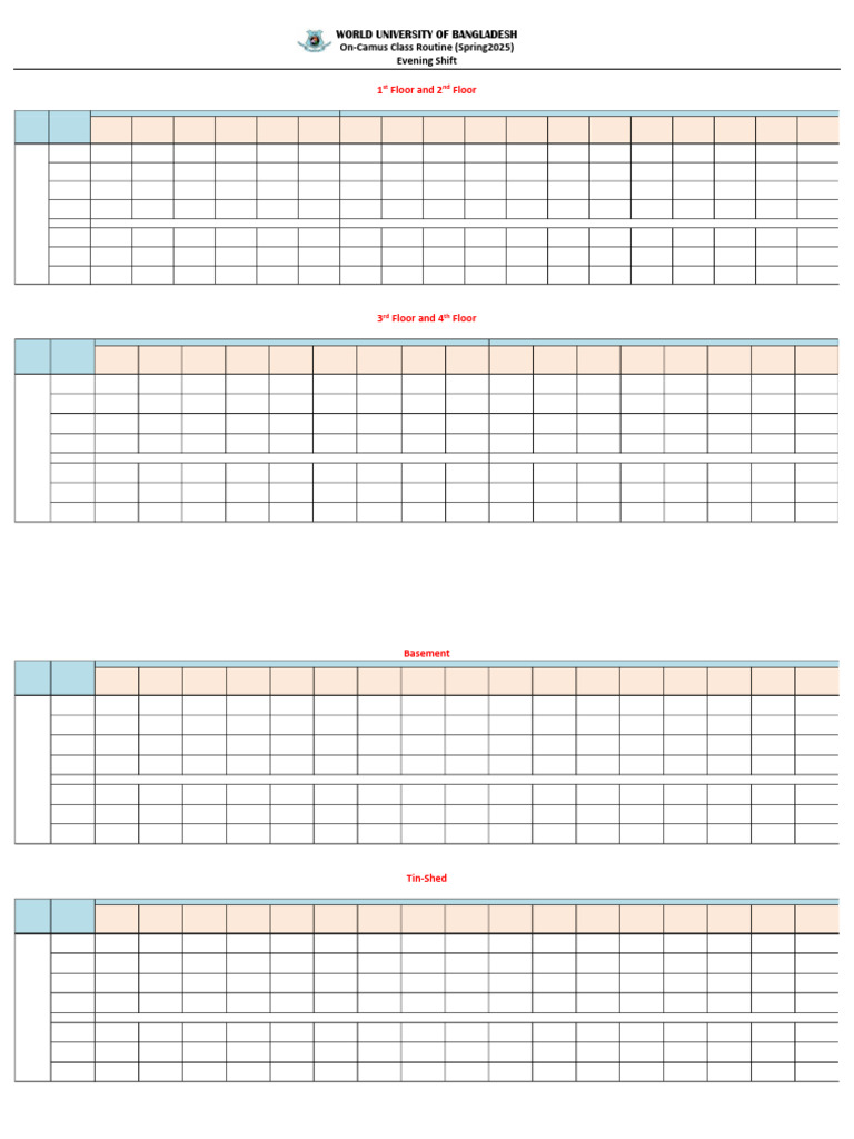 Wub Class Routine Evening | PDF | Mechanical Engineering | Applied And ...
