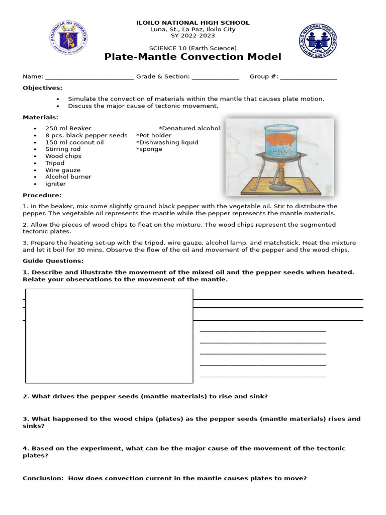 Sci10 Plate Mantle Convection Model Worksheet | PDF