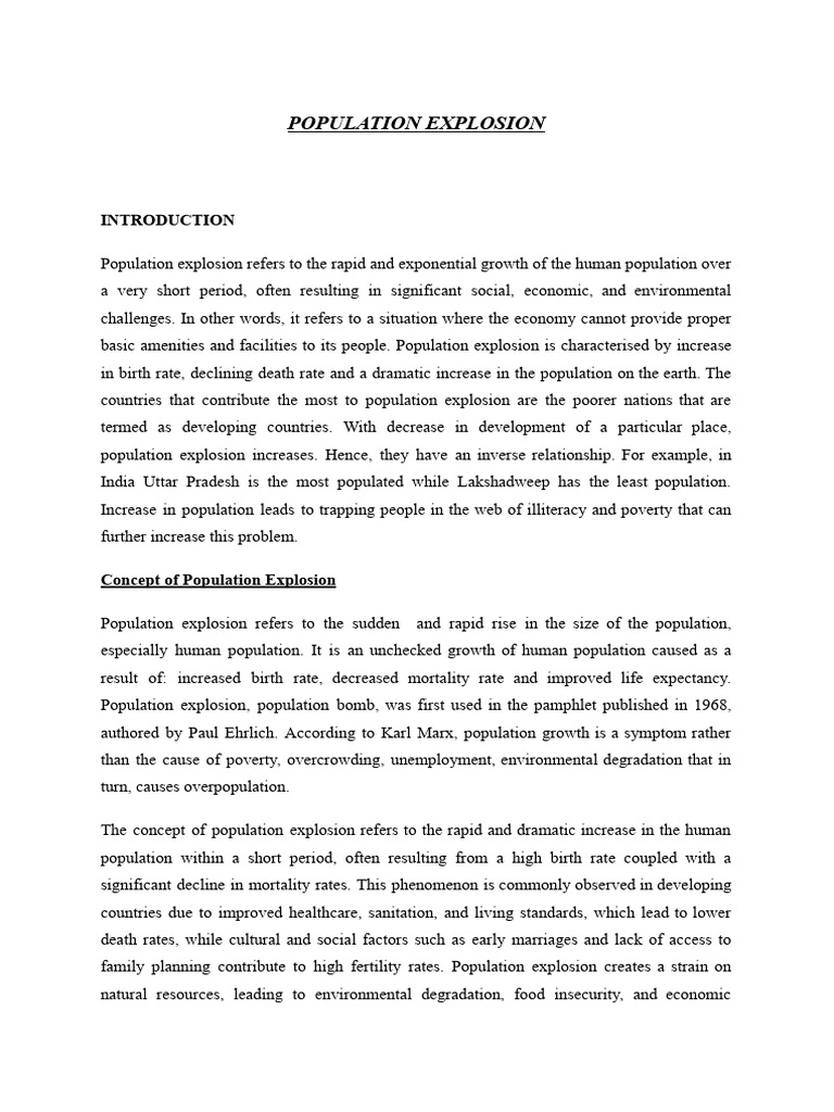 Population Explosion | PDF | Family Planning | Poverty