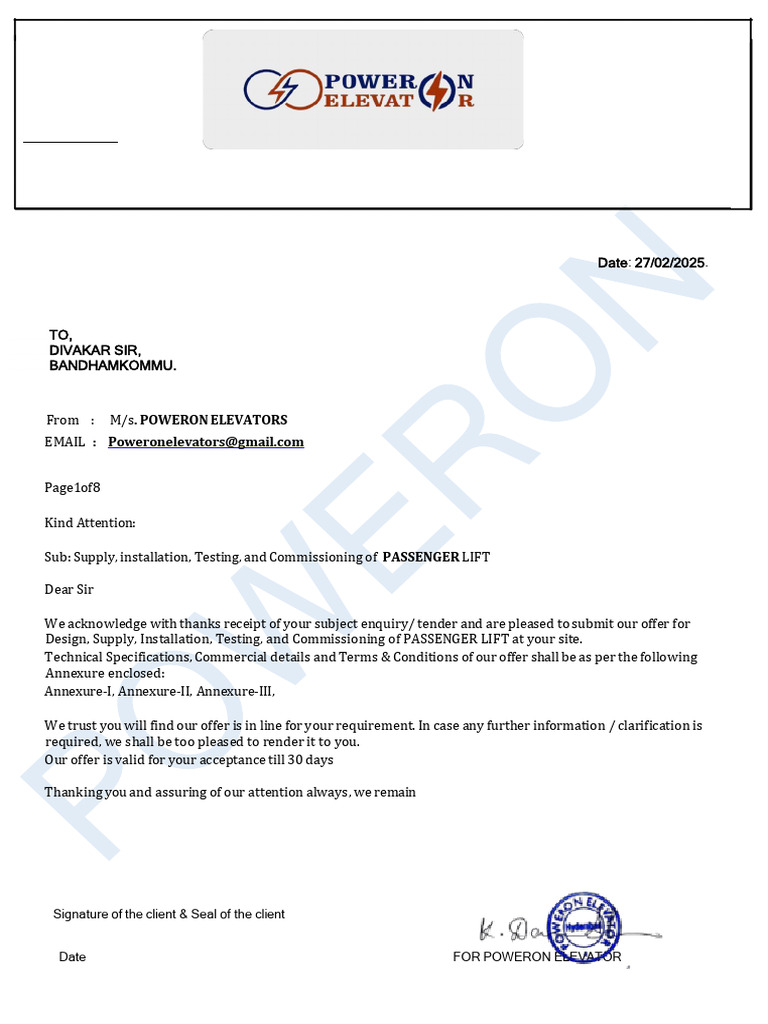 Elevator Quotation for Passenger Lift | PDF | Elevator | Prices