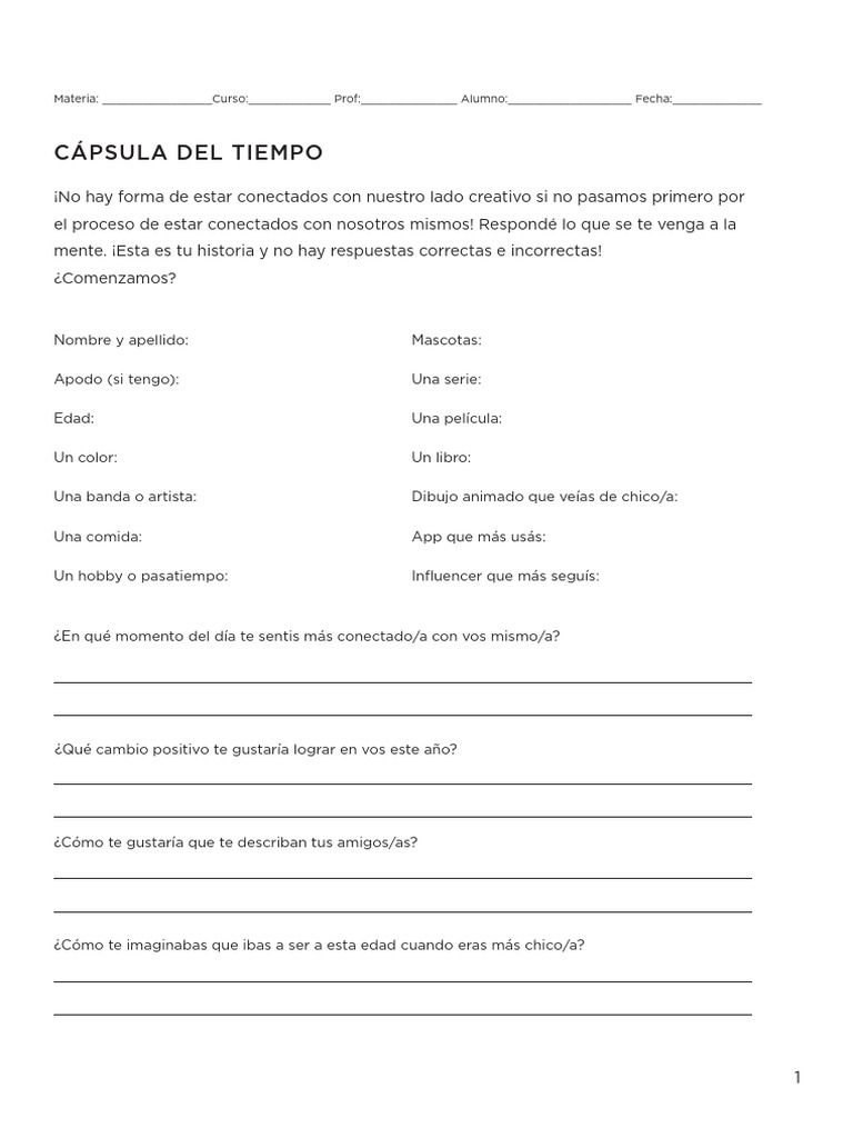Preguntas para tu cápsula del tiempo | PDF