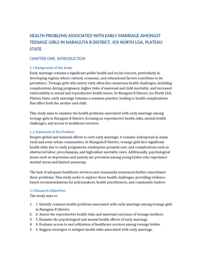 Health Risks of Early Marriage in Teens | PDF | Child Marriage ...