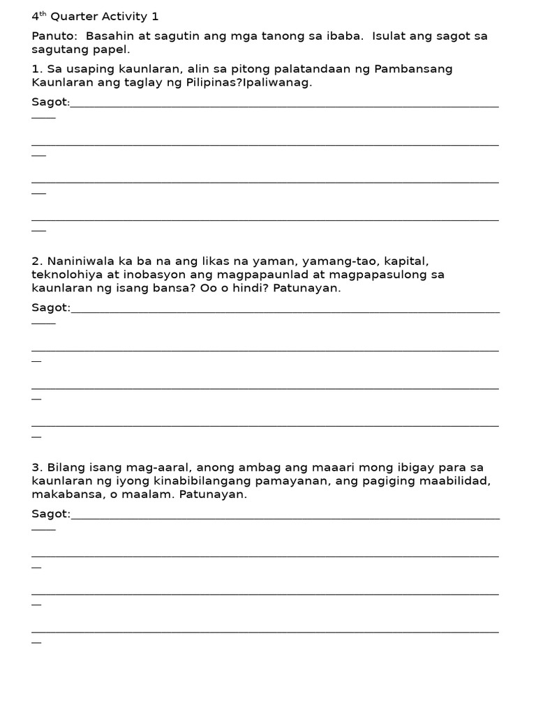 4th Quarter Activity 1 | PDF