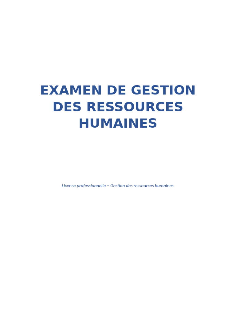 Exam GRH | PDF | Développement durable | Gestion des ressources humaines
