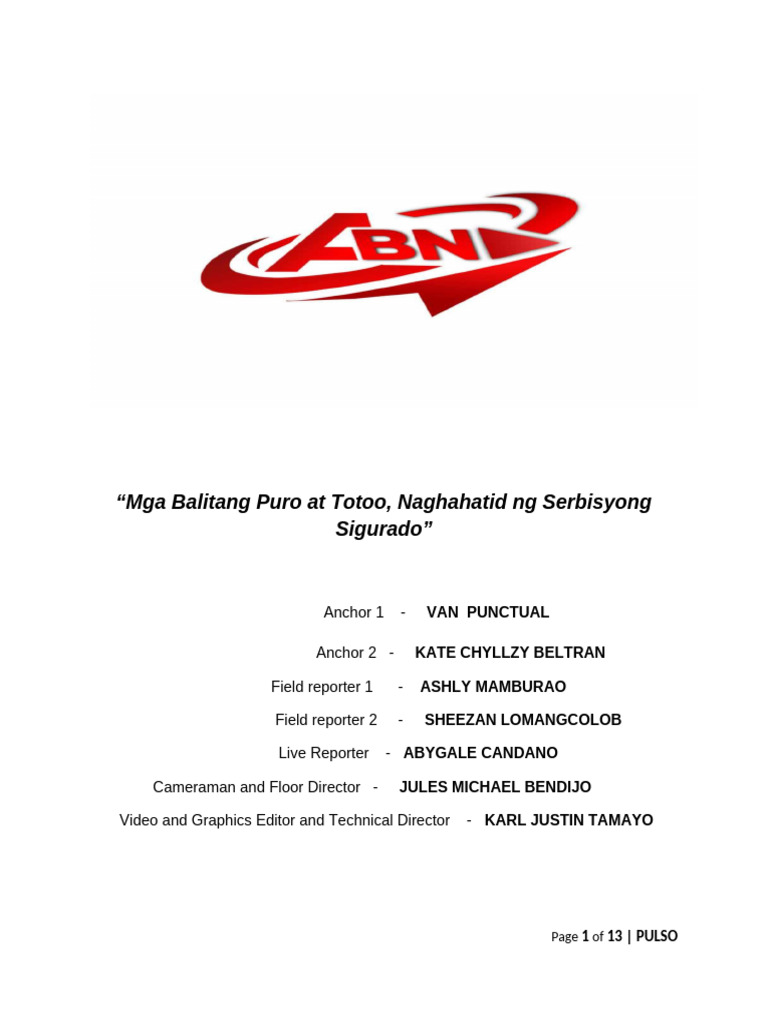 Filipino TV Broad Abn Script | PDF