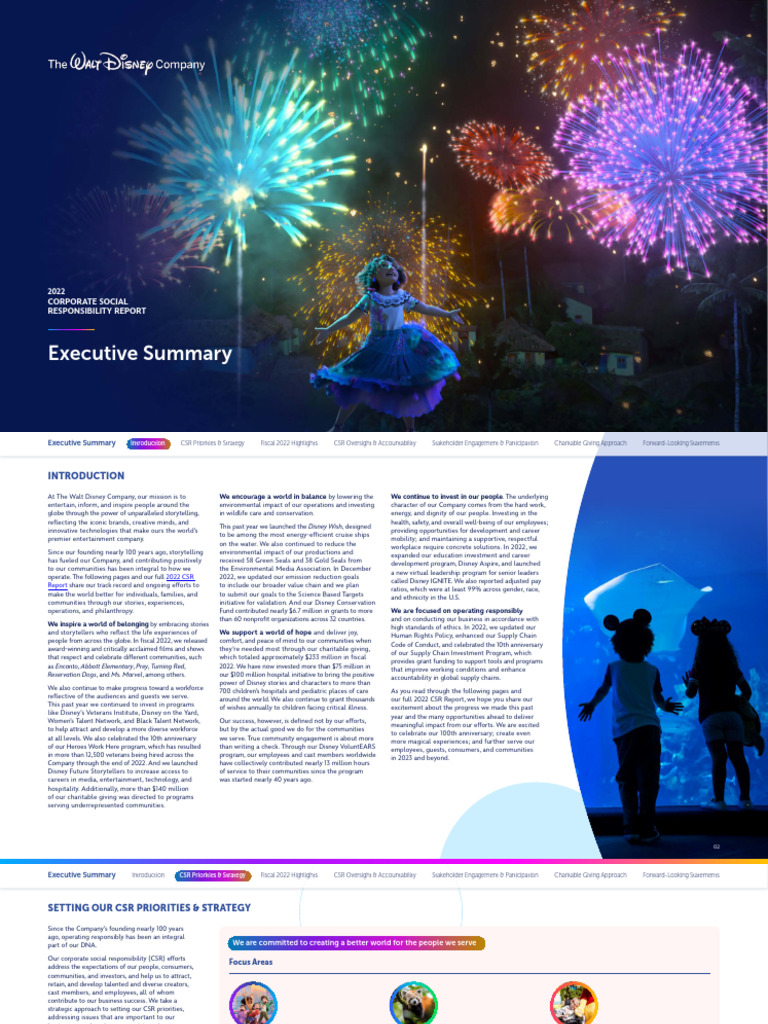 2022-Executive-Summary-Disney CSR | PDF | Corporate Social ...