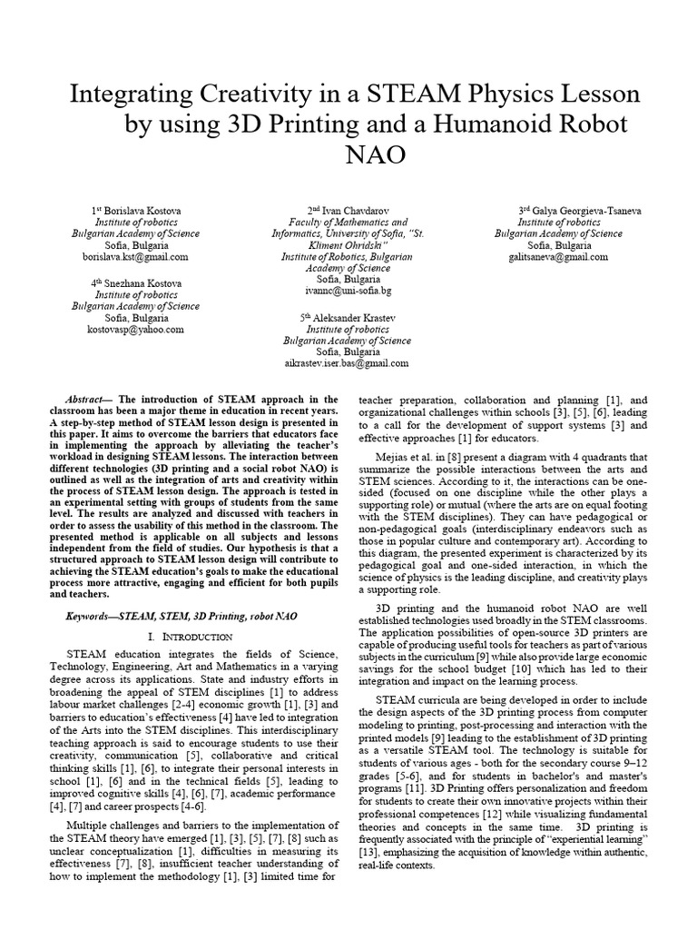 Integrating Creativity in A STEAM Physics Lesson by Using 3D Printing ...