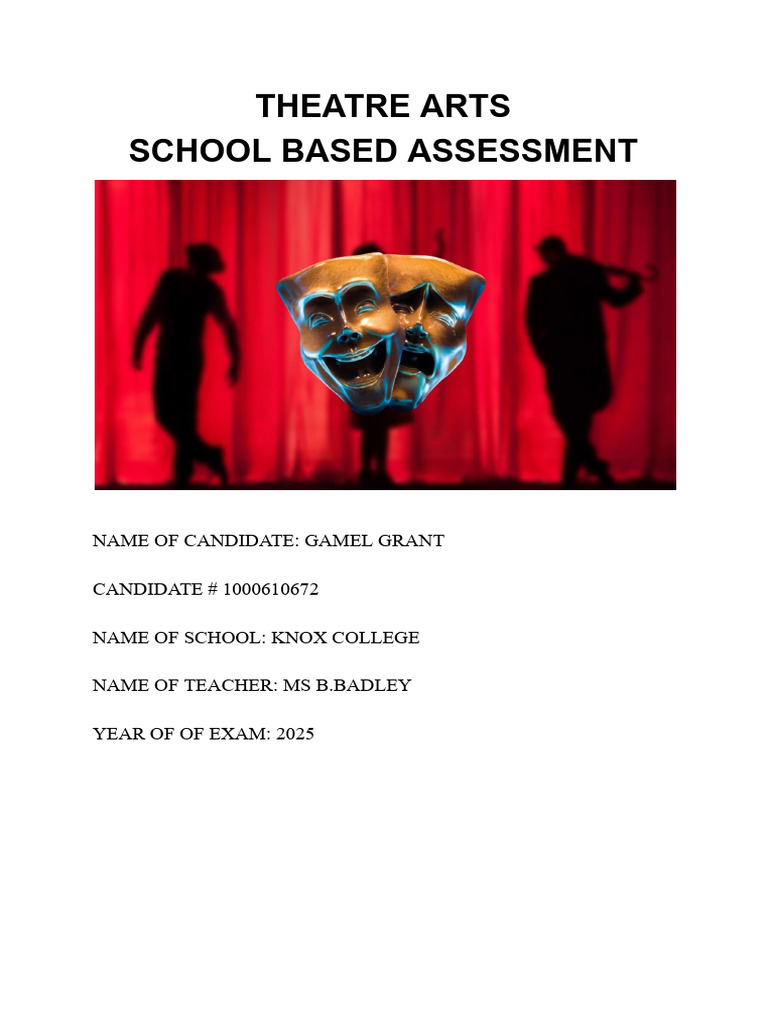 THEATRE ARTS SBA ... Gamel Grant | PDF | Love | Psychological Resilience