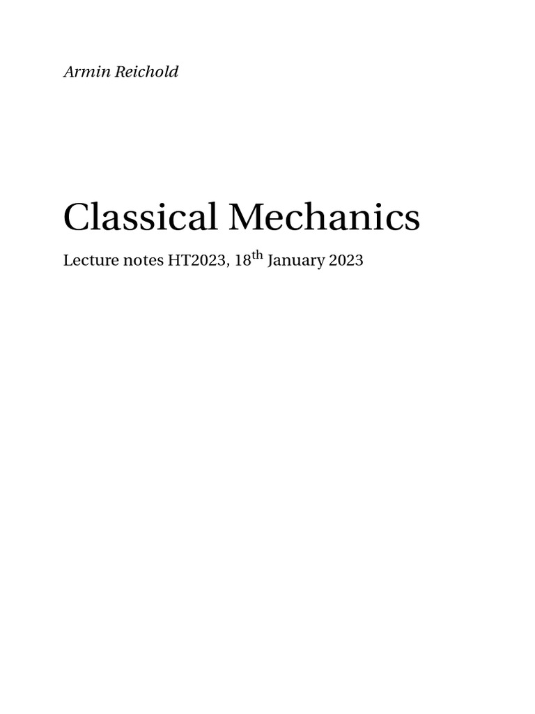 CP1 Classical Mechanics Lecture Notes HT2023 | PDF | Force | Momentum