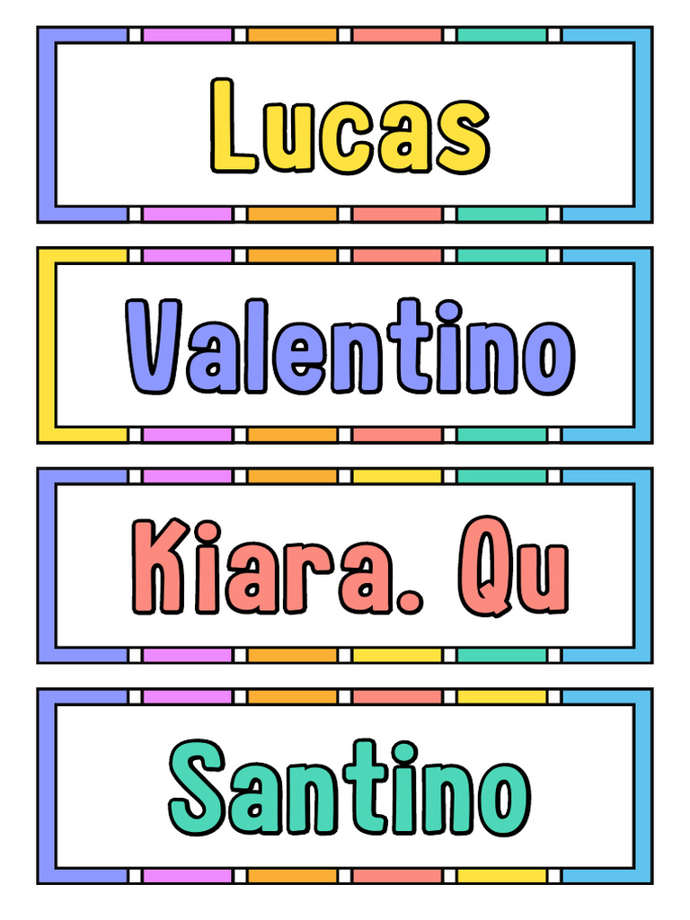 Student Name Labels Colorful Lined Style | PDF