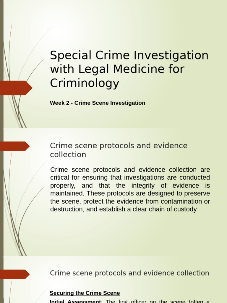 Special Crime Investigation With Legal Medicine For Criminology Week 2 ...