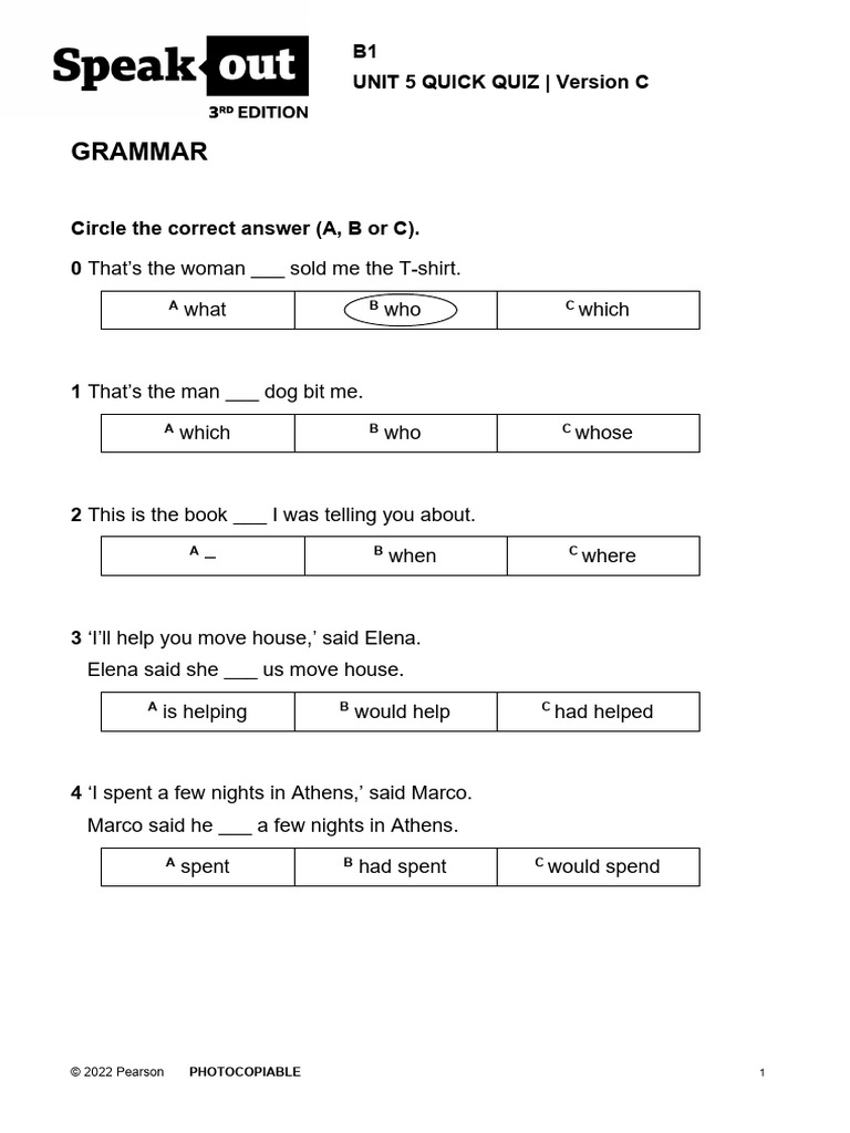 SO3 B1 Quick Quiz U5C | PDF