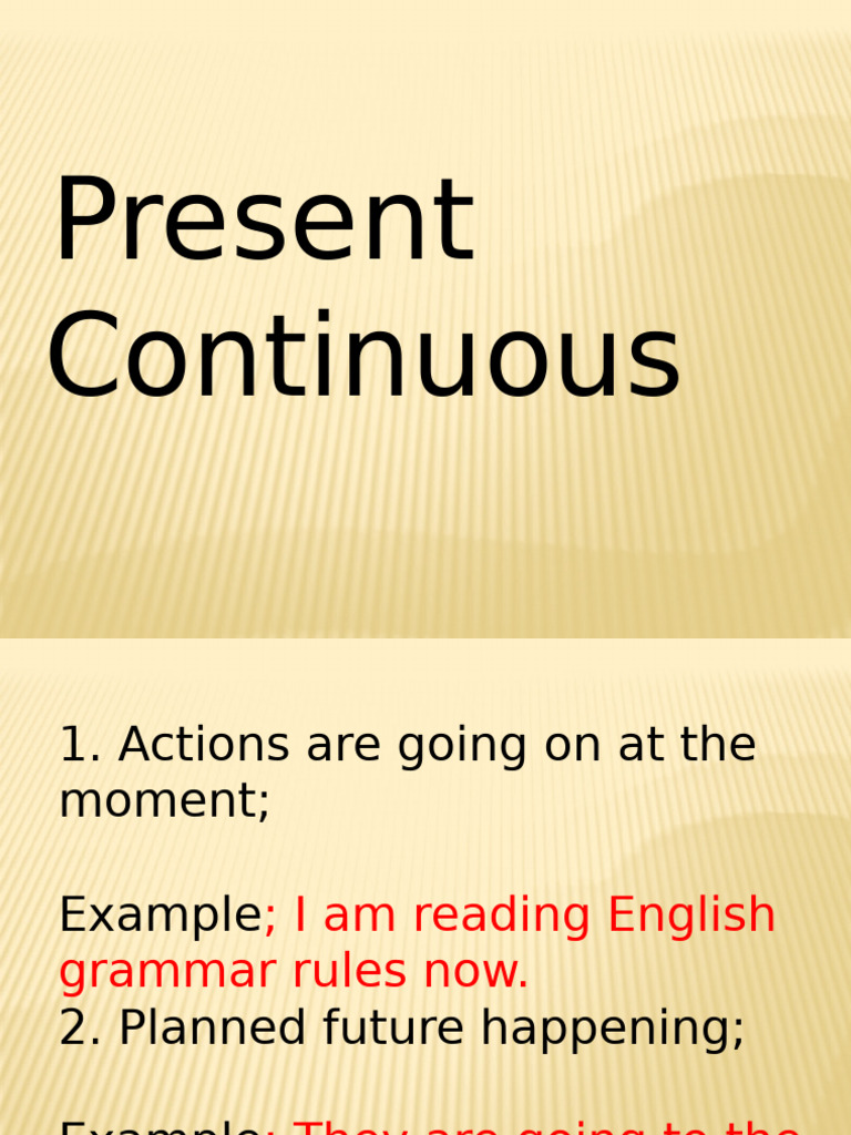 Present Continuous Usage Guide | PDF