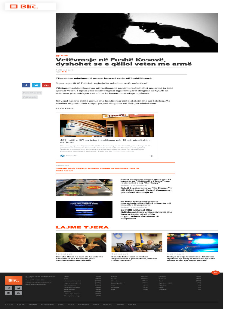 Vetvrasje-n-Fush-Kosov-dyshohet-se-e-qlloi-veten-me-arm---GazetaBlic | PDF