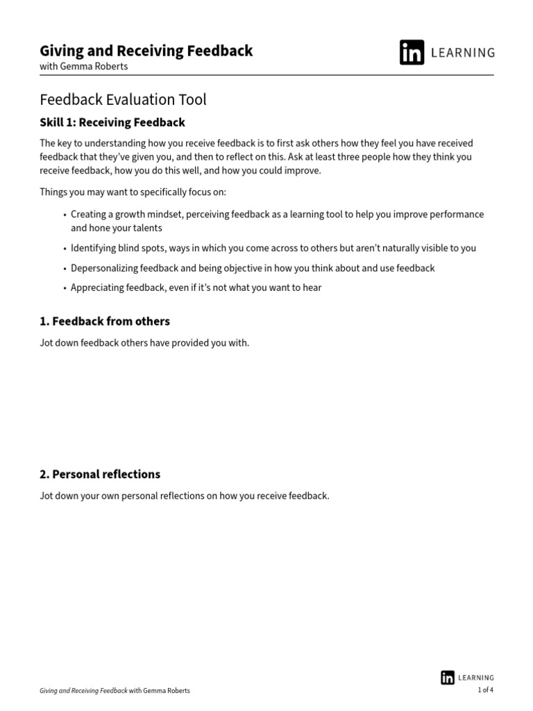 Feedback Evaluation Tool | PDF | Communication | Behavior Modification